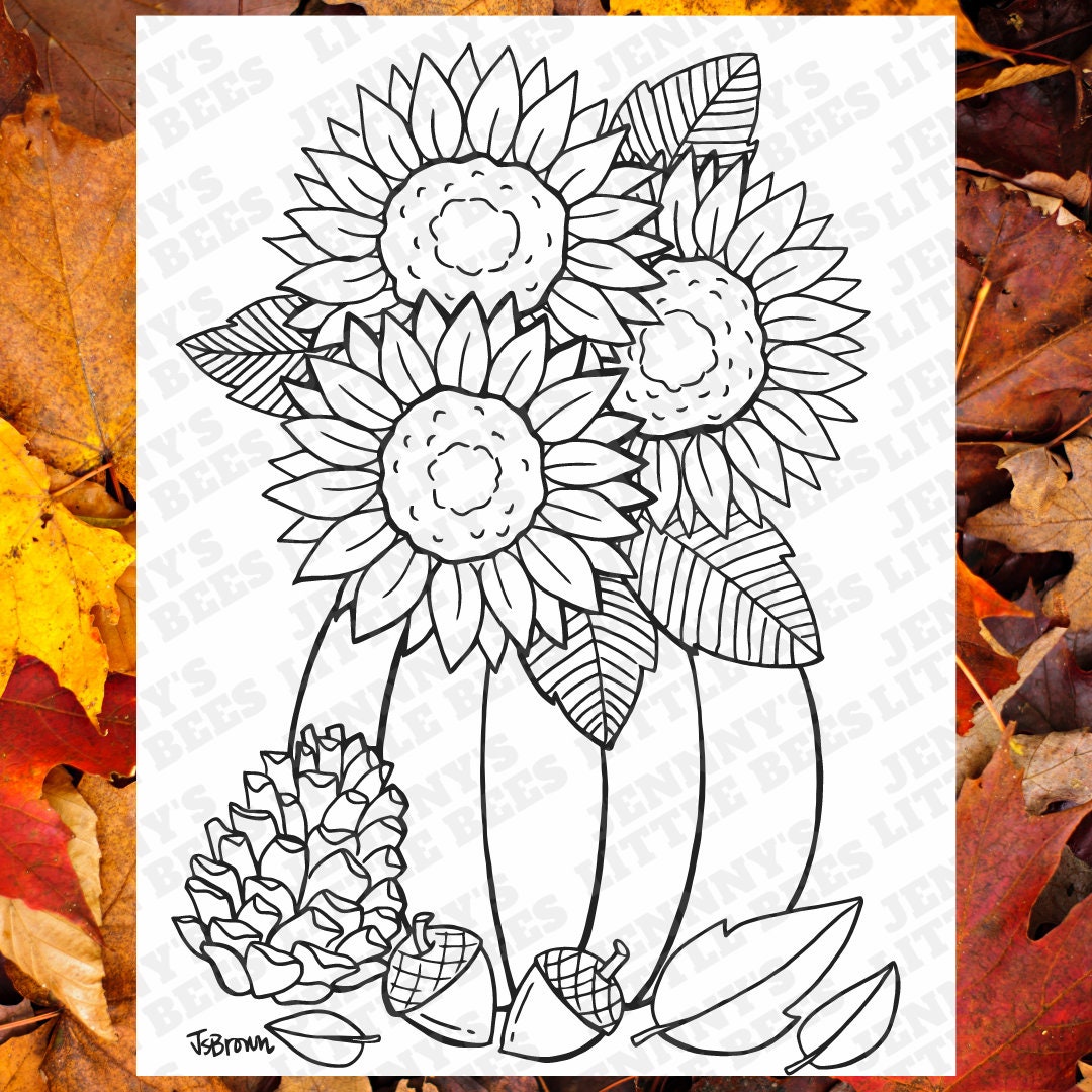 Fall Coloring Page sunflowers Coloring Page seasonal Color Sheet fall ...