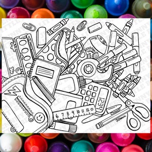 Back to School Coloring Page -school Supplies Color Sheet -spilling ...