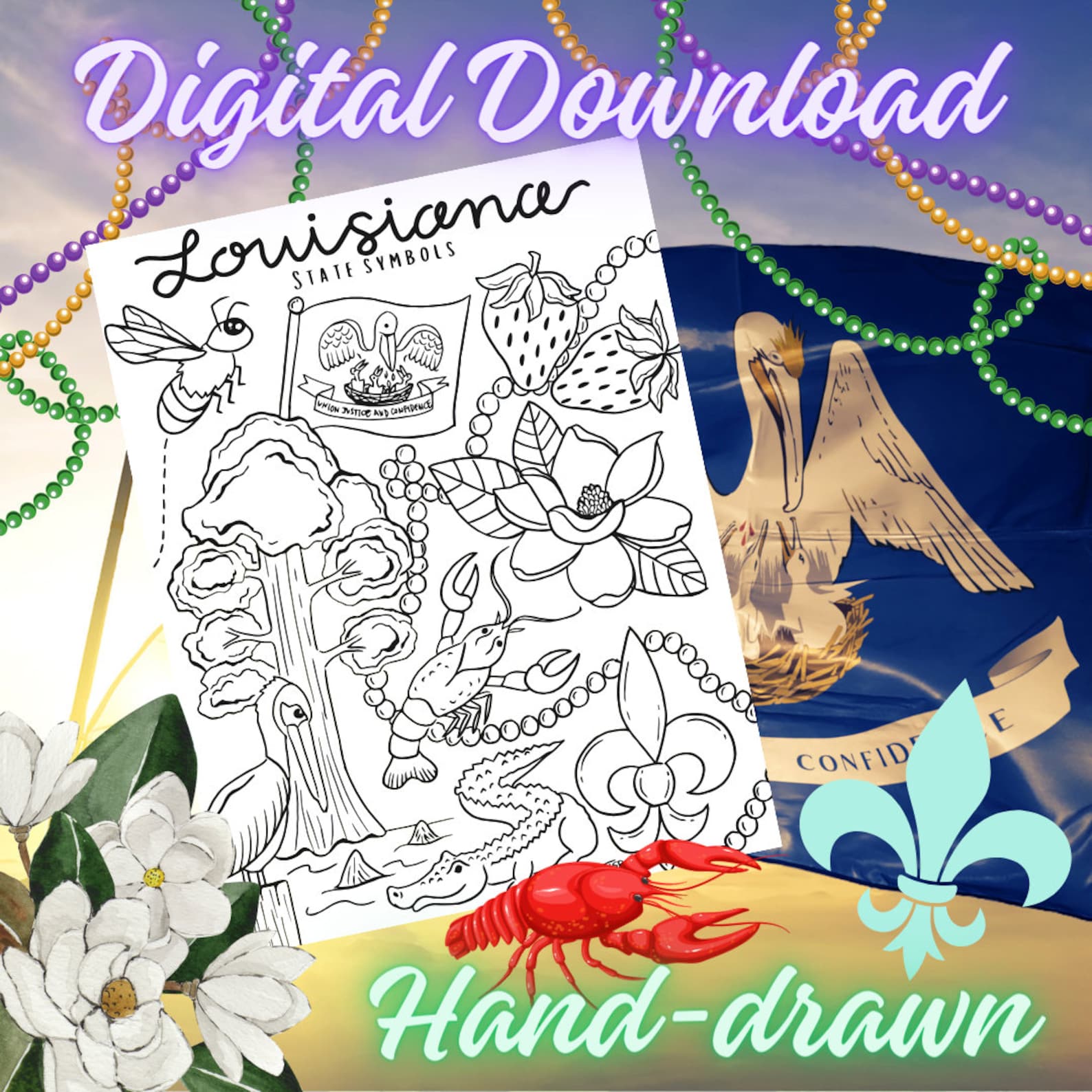 Louisiana State Symbols -louisiana Symbols Coloring Page -LA Symbols ...