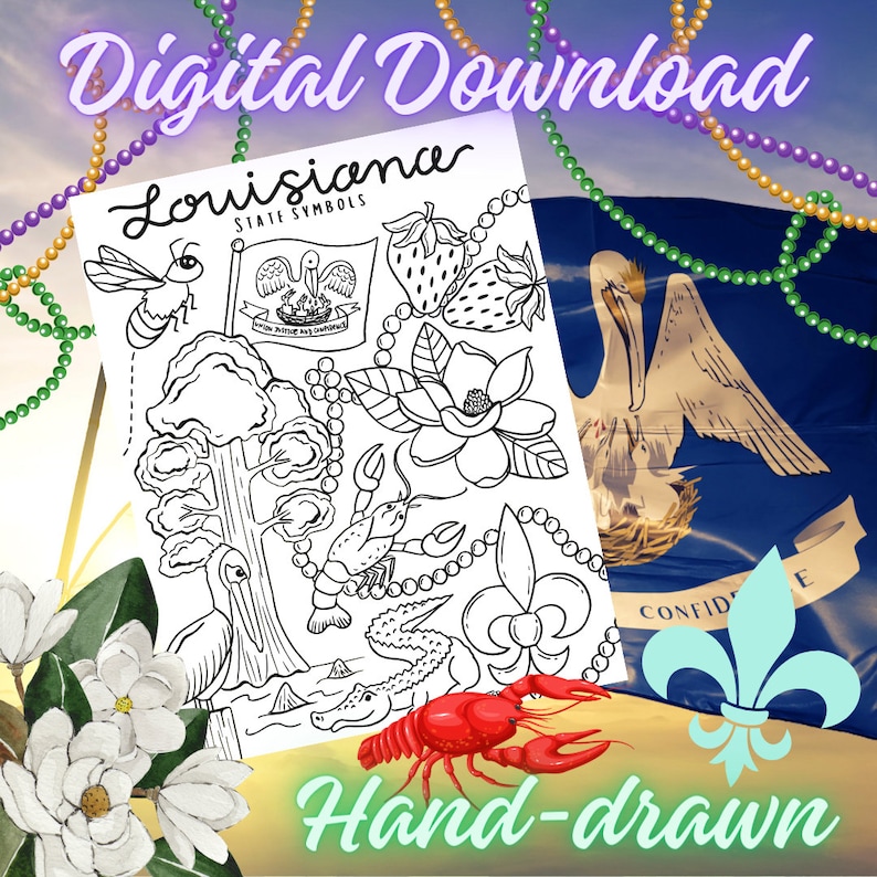 Louisiana State Symbols -louisiana Symbols Coloring Page -LA Symbols ...