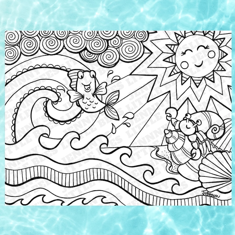 Sea Creatures -summer Coloring Page -summer Color Sheet -seasonal ...