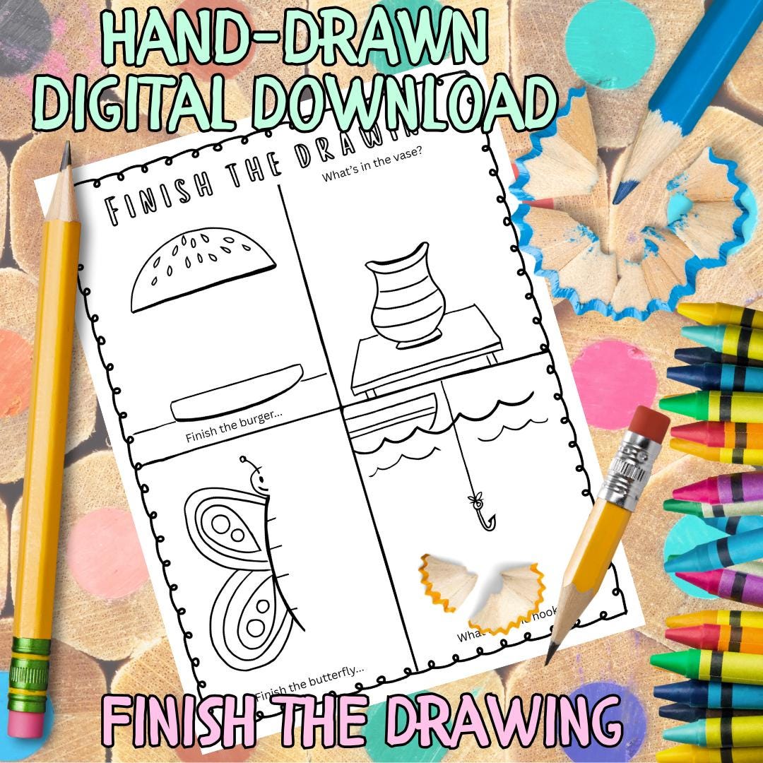 Finish the Drawing, Drawing Challenge, Drawing Worksheet, Early ...