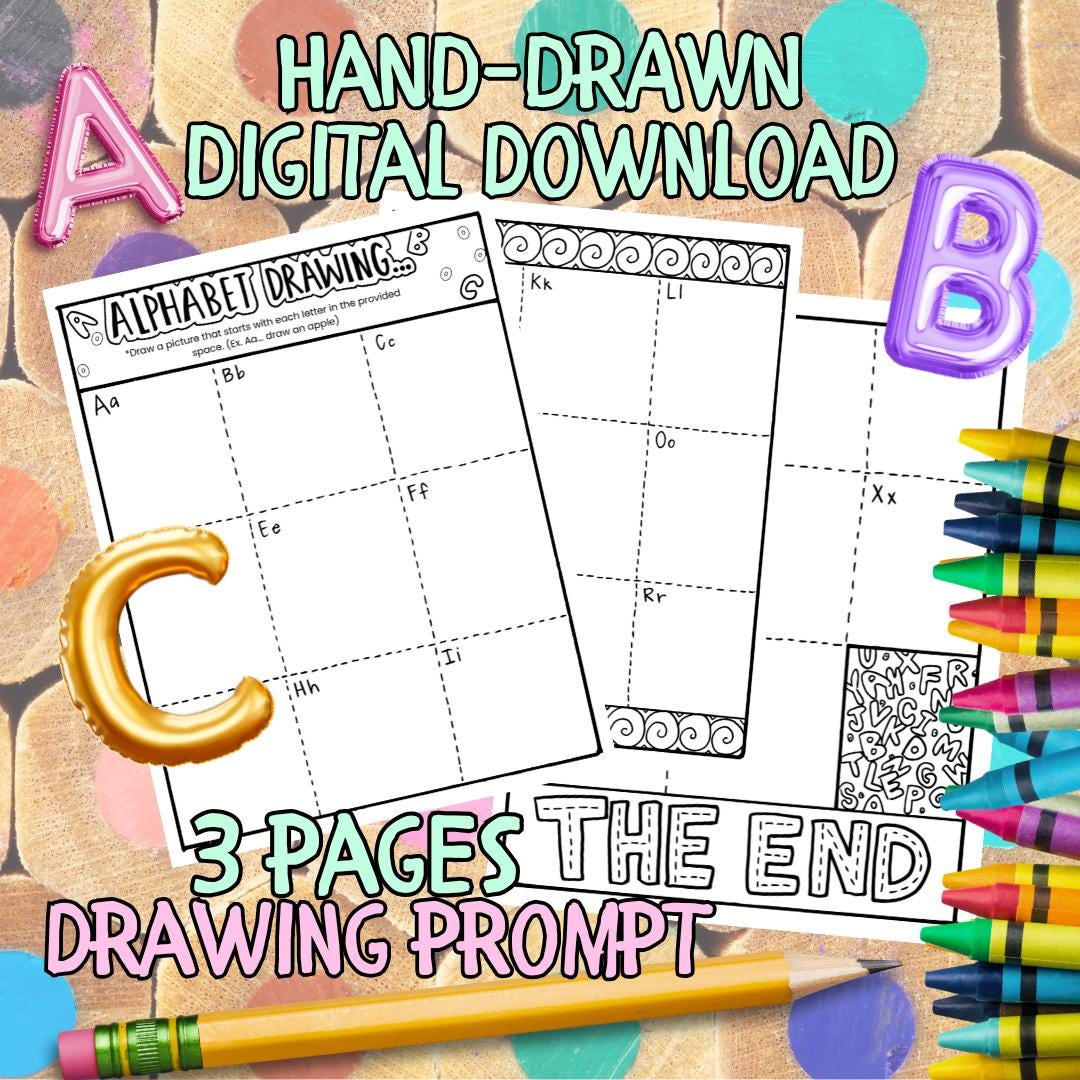 ABC Drawing Sheet, Draw Using Abcs, Art Worksheet, Elementary Worksheet ...