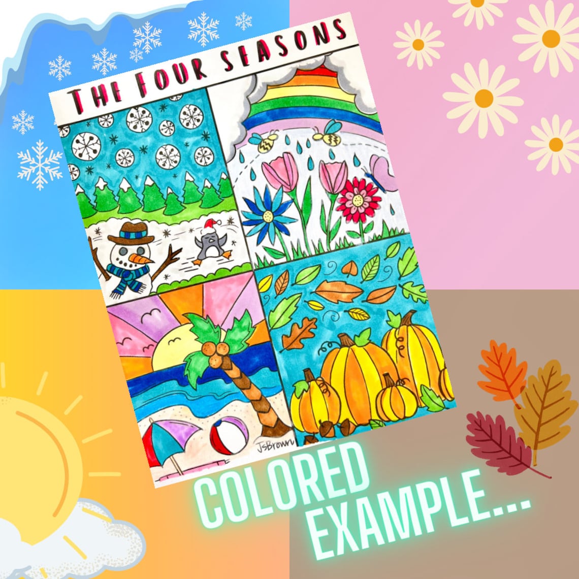 The Four Seasons Coloring Page -seasons Color Sheet -winter -spring ...