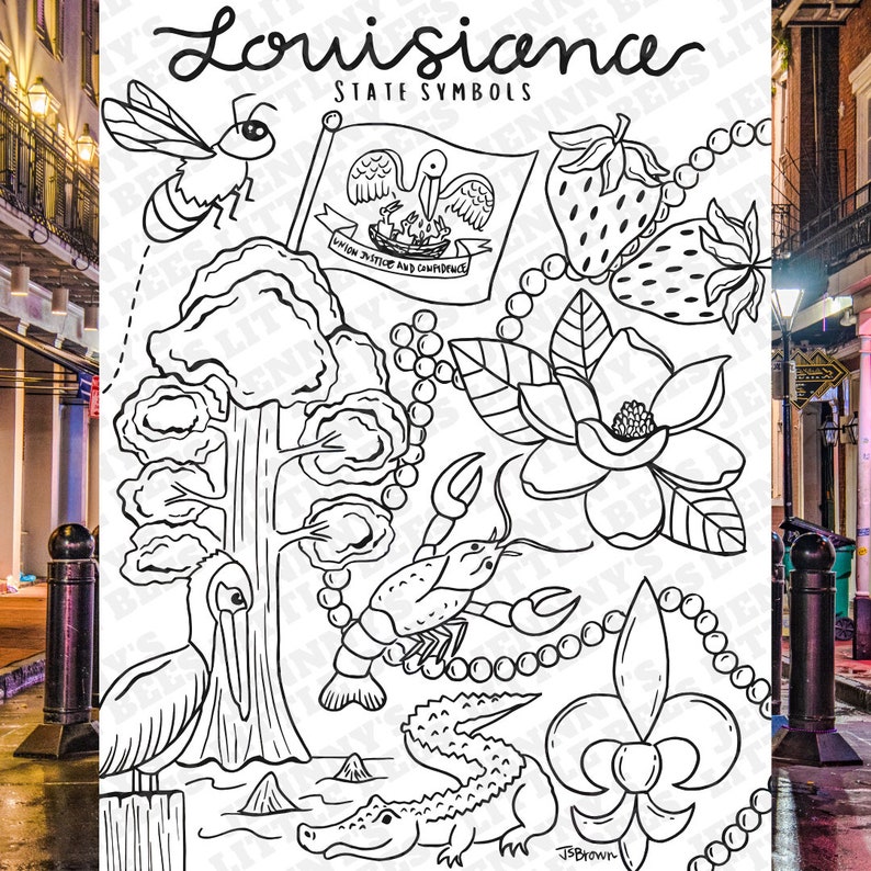 Louisiana State Symbols -louisiana Symbols Coloring Page -LA Symbols ...