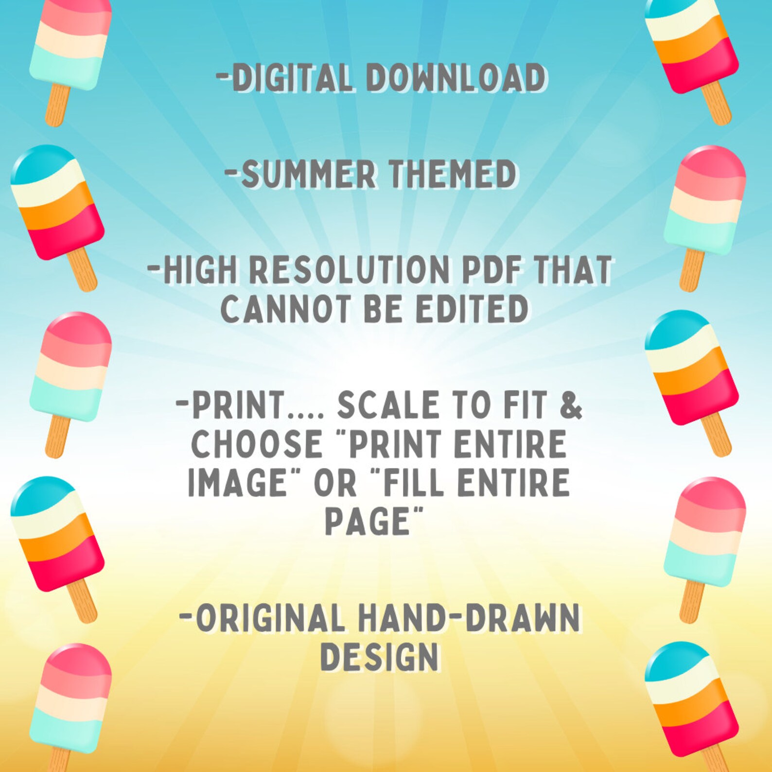 Summer Coloring Page -summer Color Sheet -seasonal Coloring Page -cute ...