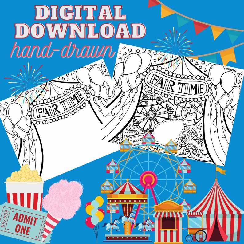 Fair Coloring Page -fair Drawing Prompt -fair Sheets -fair Time Color ...