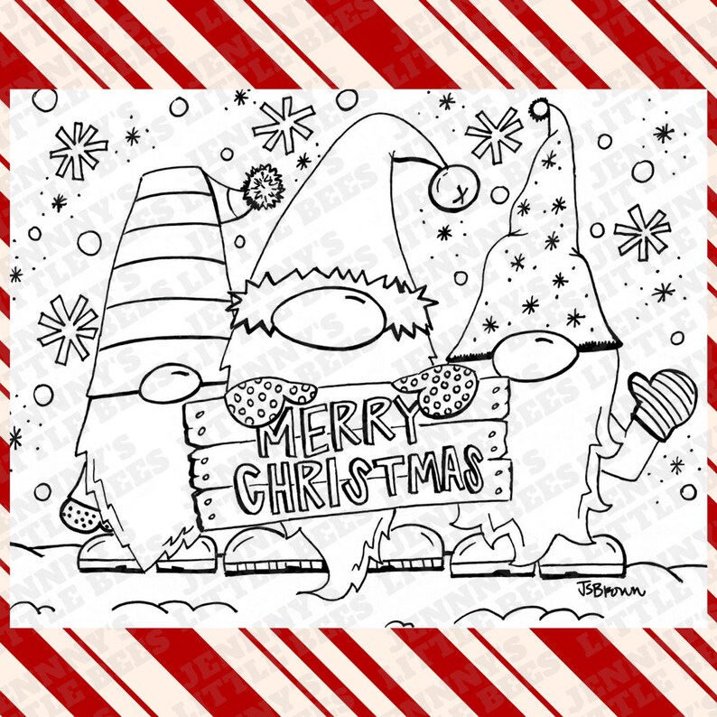 Gnome Merry Christmas -christmas Coloring Page -seasonal Coloring Page ...