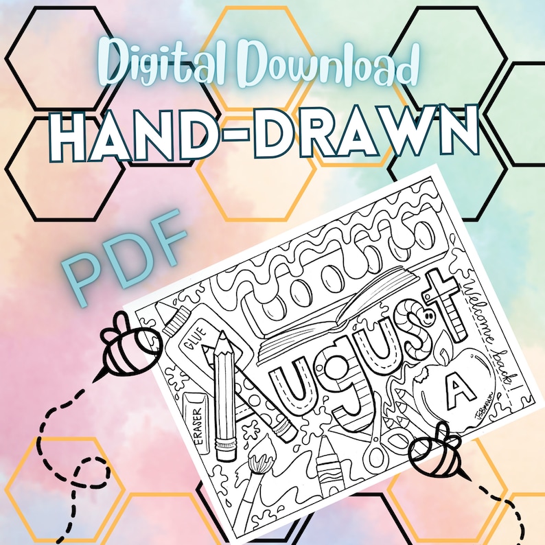 August Printable Coloring Page - Hand-drawn August Coloring Page ...