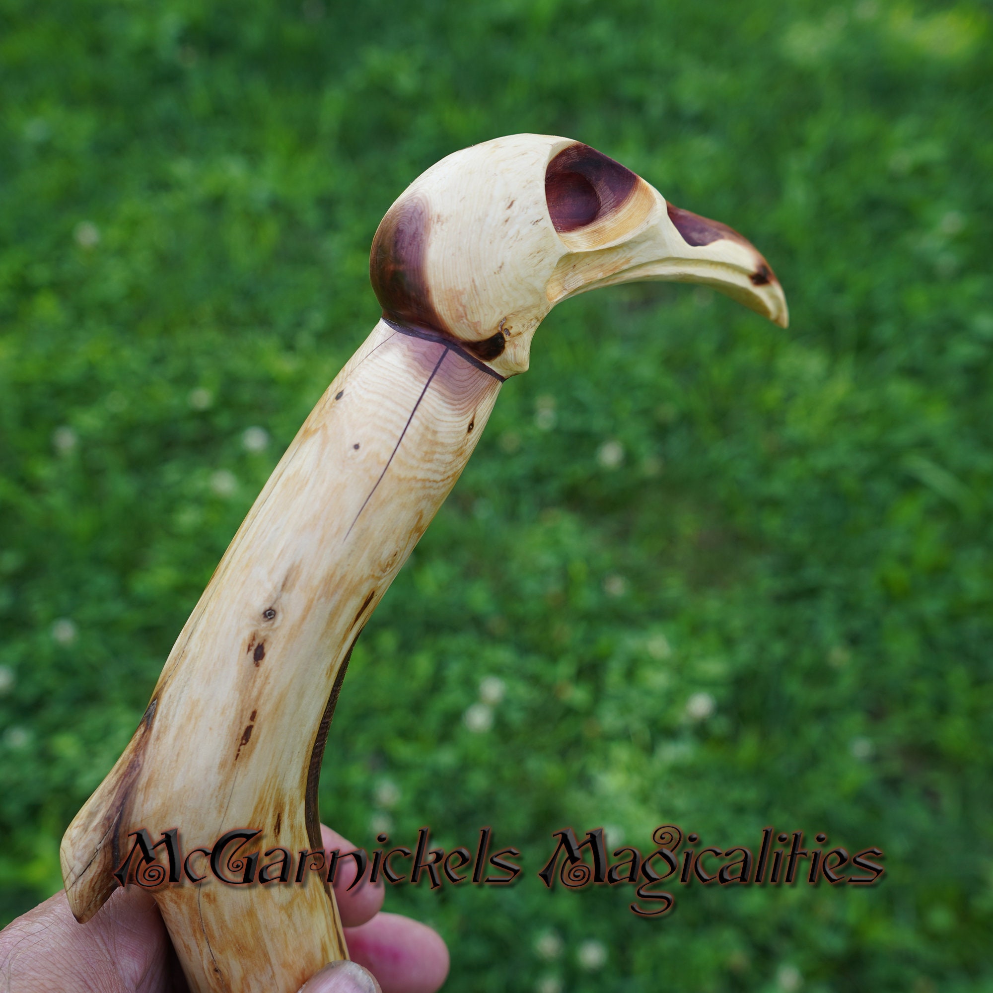 Red Cedar Walking Stick With Hand Carved Raven Skull/ - Etsy