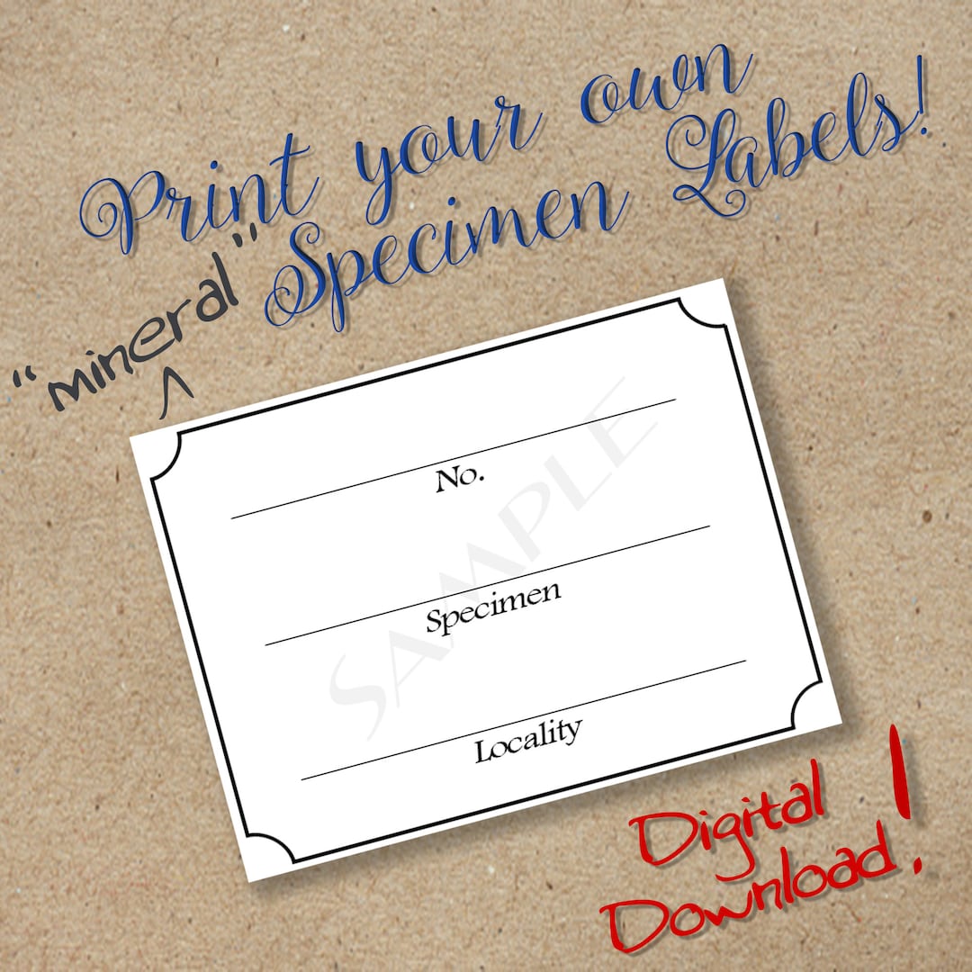 Mineral Specimen Identification 2 Sided Labels Print Endless Labels for ...