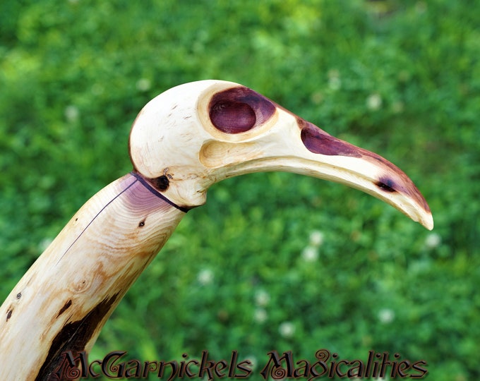 Red Cedar Walking Stick With Hand Carved Raven Skull/ Mcgarnickels ...