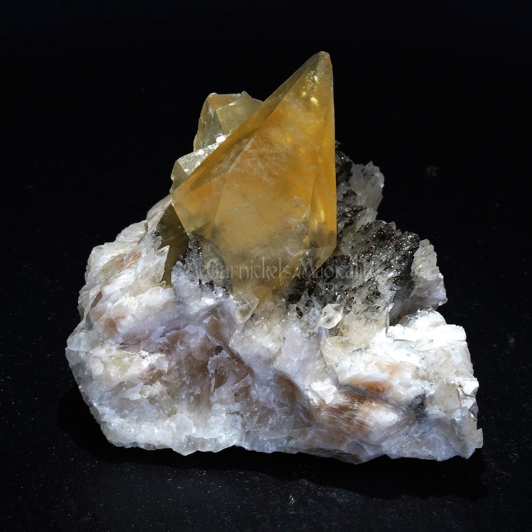 Dogtooth Calcite Combo Specimen With Pyrite, 239 Gram Fluorescent ...