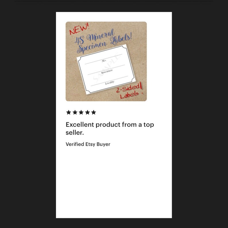 48 Mineral Specimen Identification 2 Sided Labels for Crystals ...