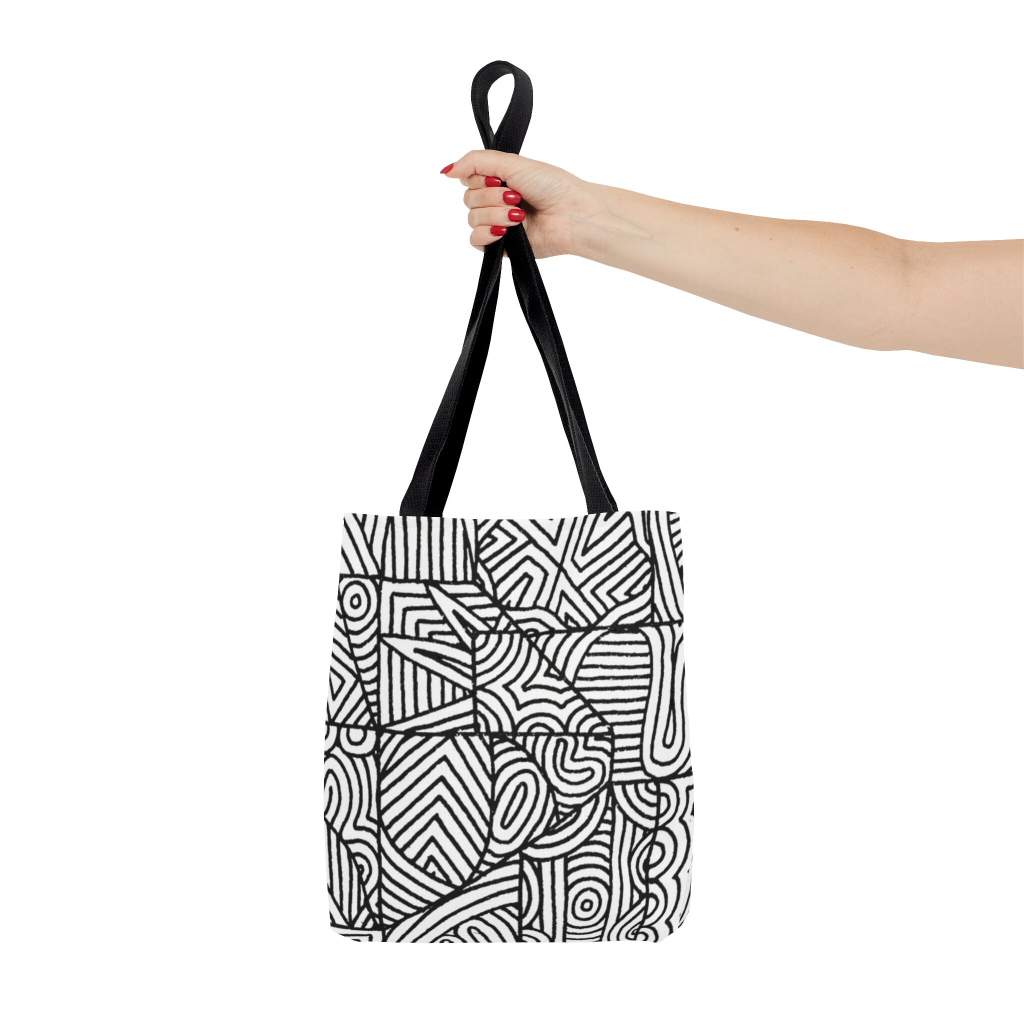 Unique Patterned Tote Bag, Black and White Designed Tote Bag, Small ...