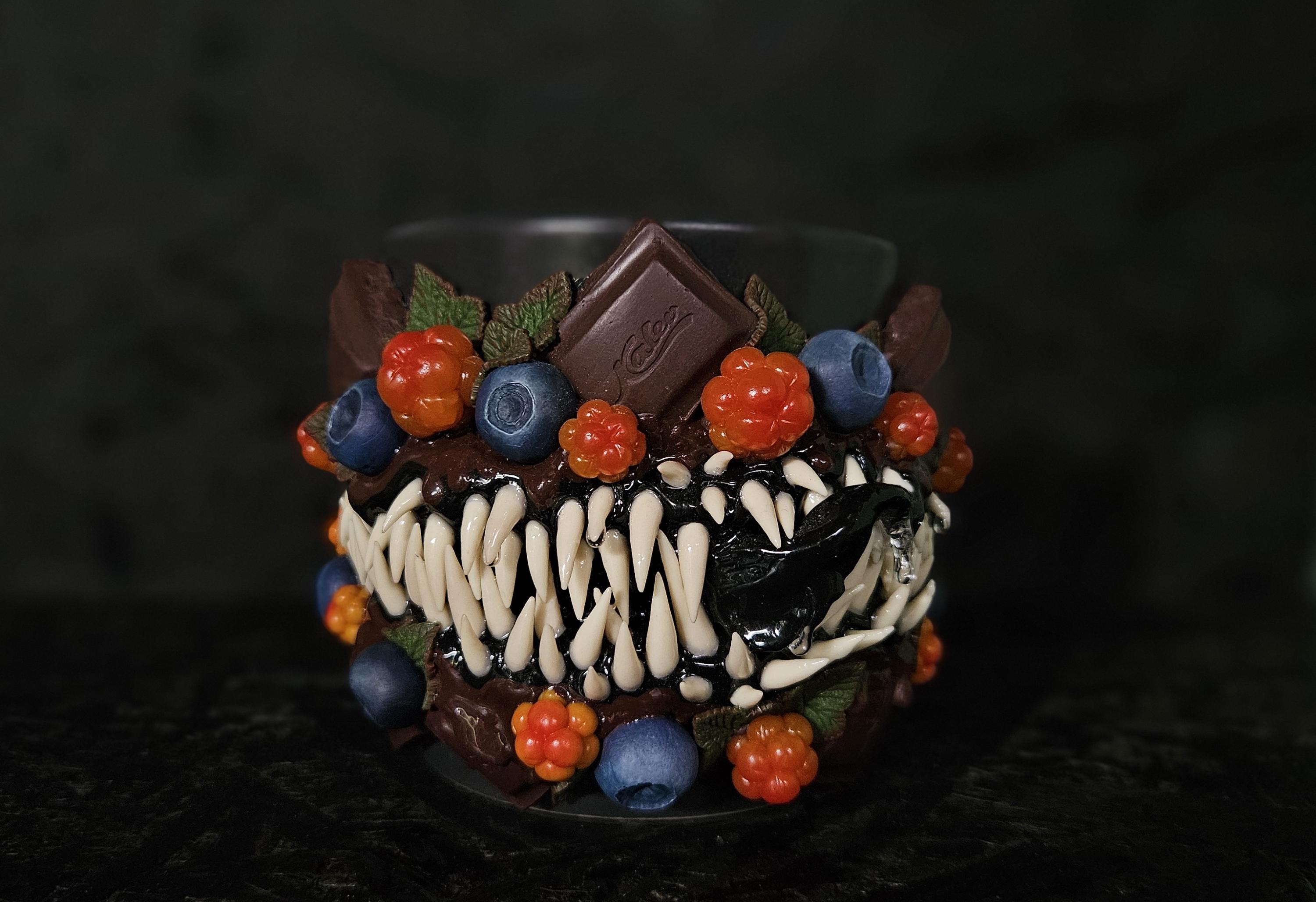 Mimic Polymer Clay Coffe Tea Mug 3D Halloween Gift Cloudberry Chocolate ...