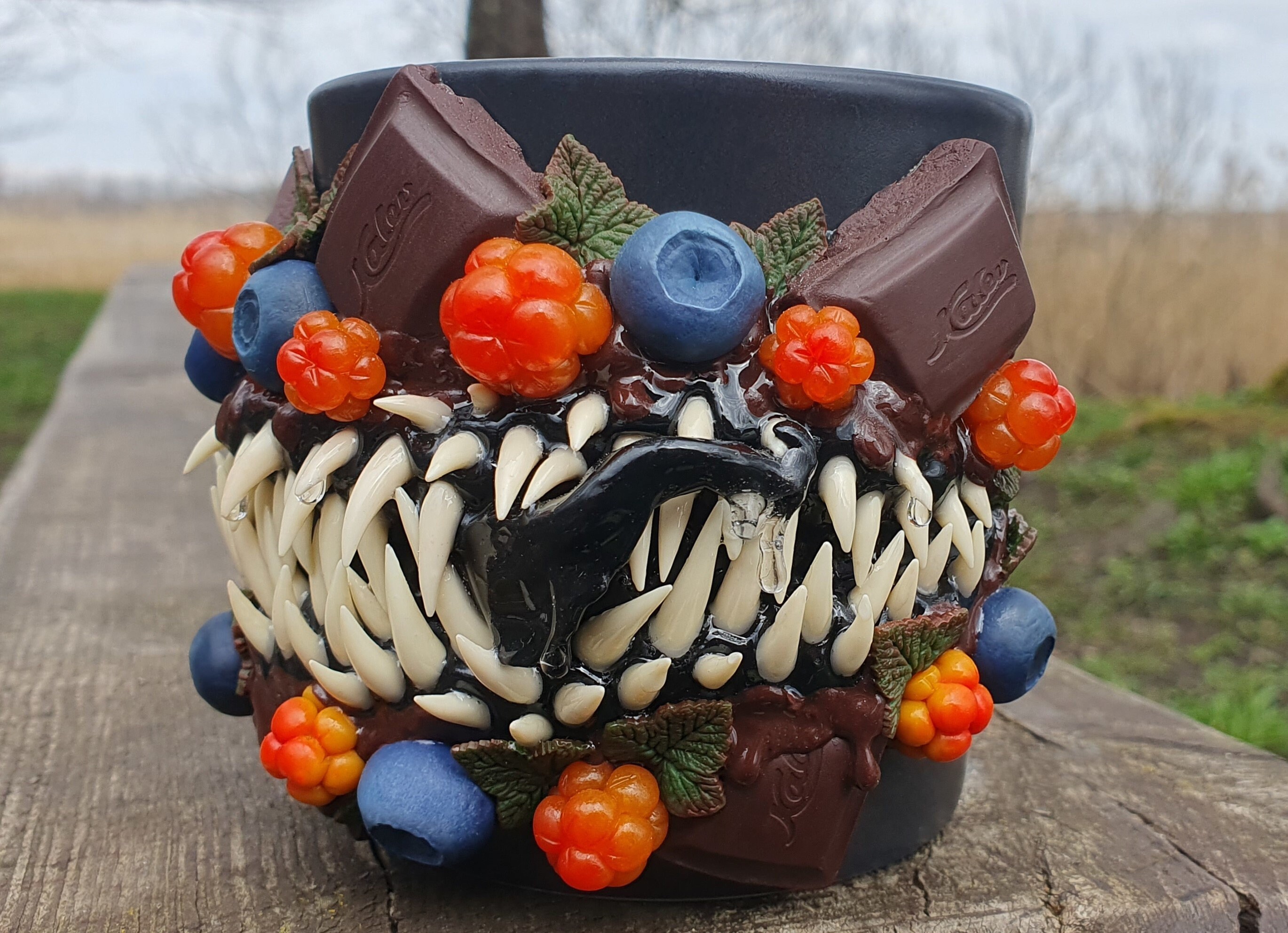 Mimic Polymer Clay Coffe Tea Mug 3D Halloween Gift Cloudberry Chocolate ...