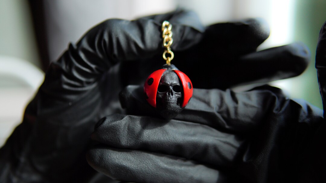 Ladybug Skull Brooch: Polymer Clay Halloween Accessory - Etsy