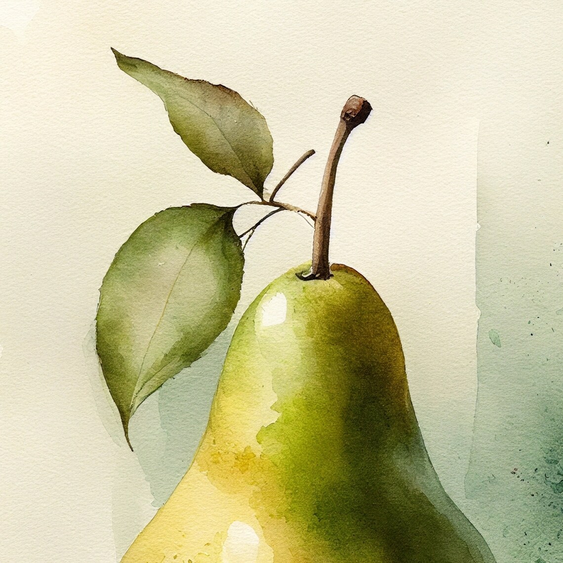 Printable Pear Watercolor, Fruit Art Print, Wall Art Digital Download ...