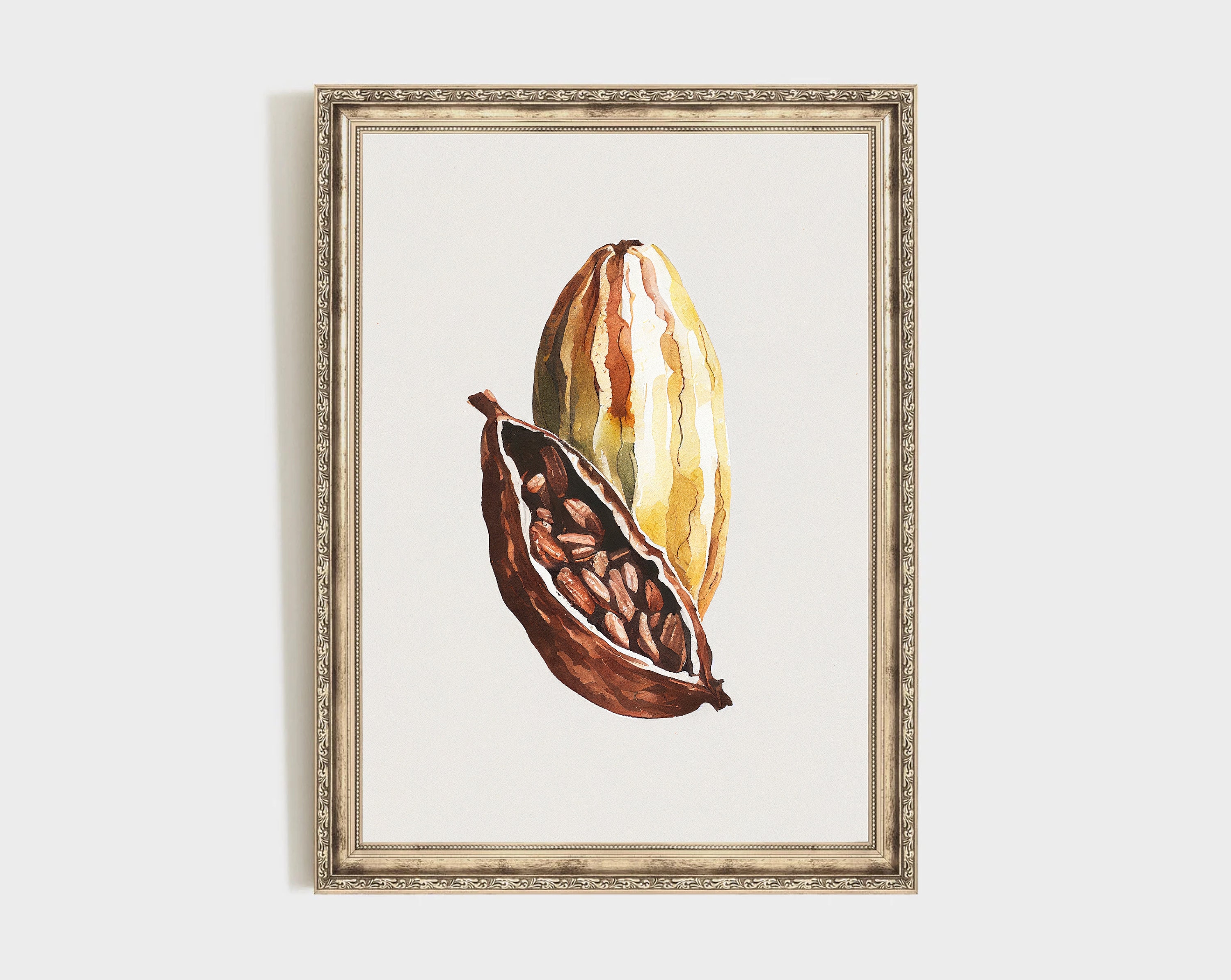 Printable Cacao Watercolor, Fruit Art Print, Wall Art Digital Download ...