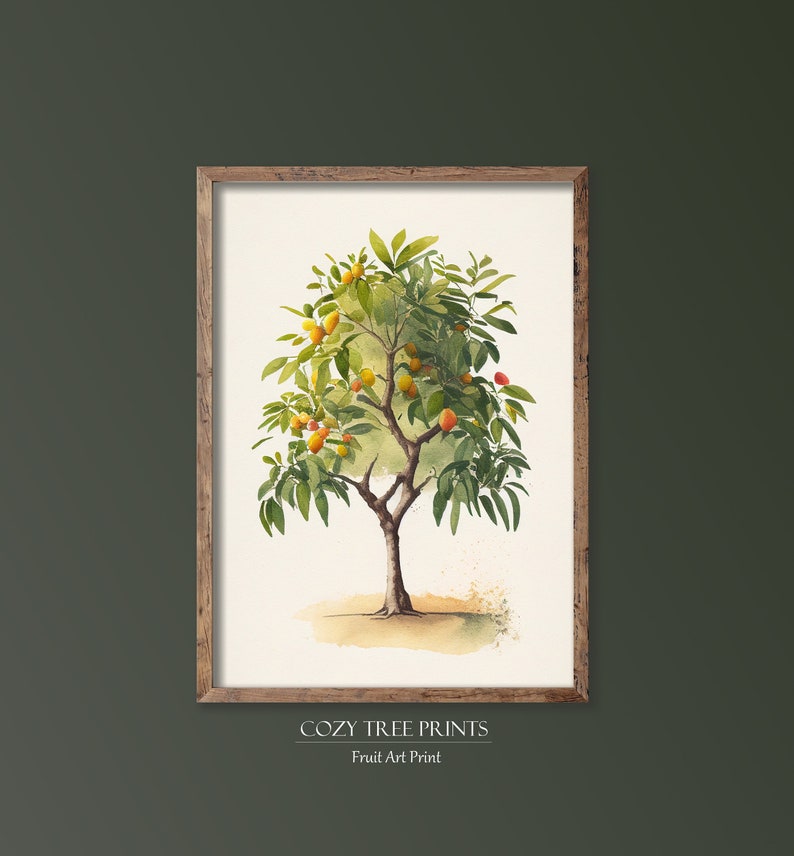 Printable Mango Tree Watercolor, Fruit Art Print, Wall Art Digital ...