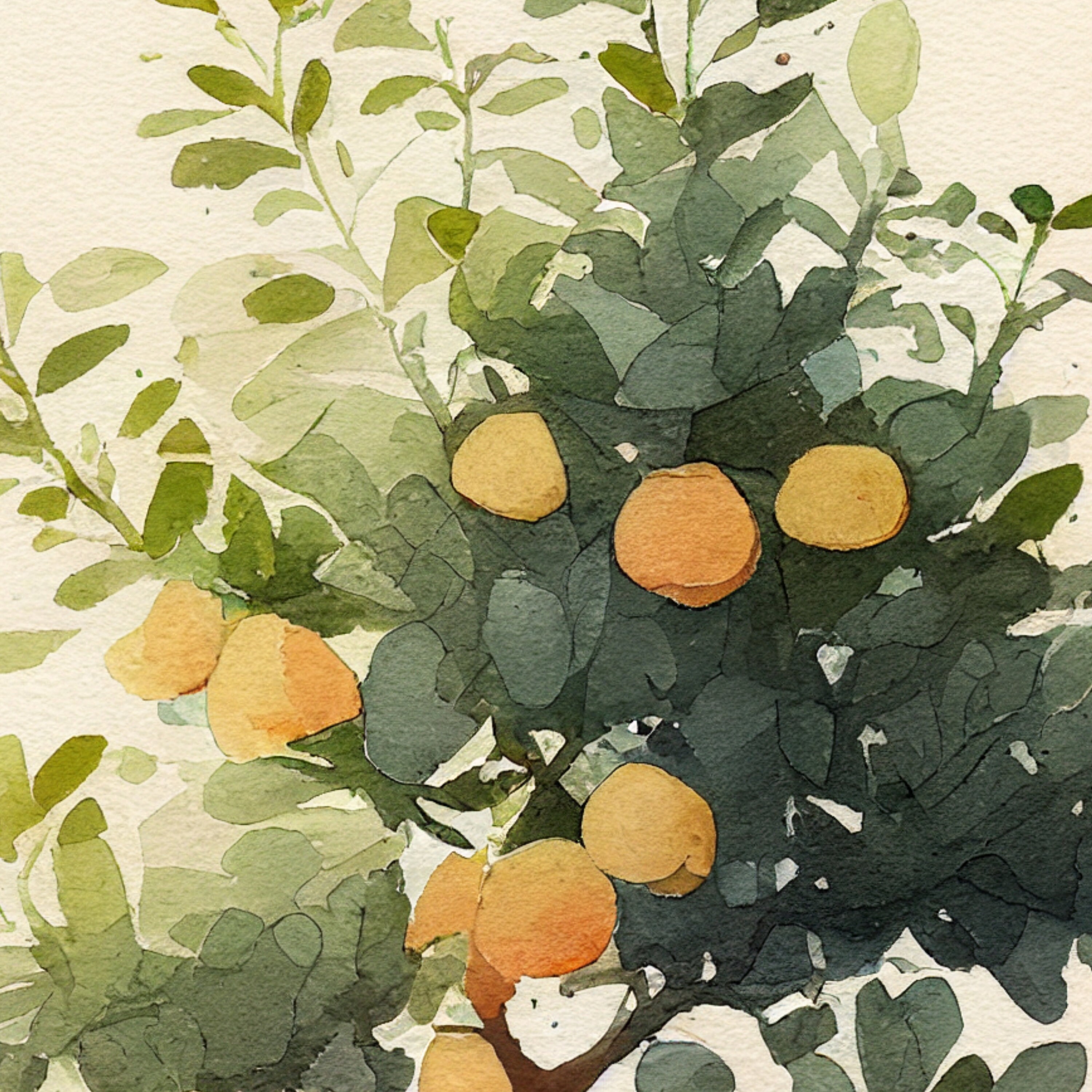 Printable Grapefruit Tree Watercolor, Fruit Art Print, Wall Art Digital ...