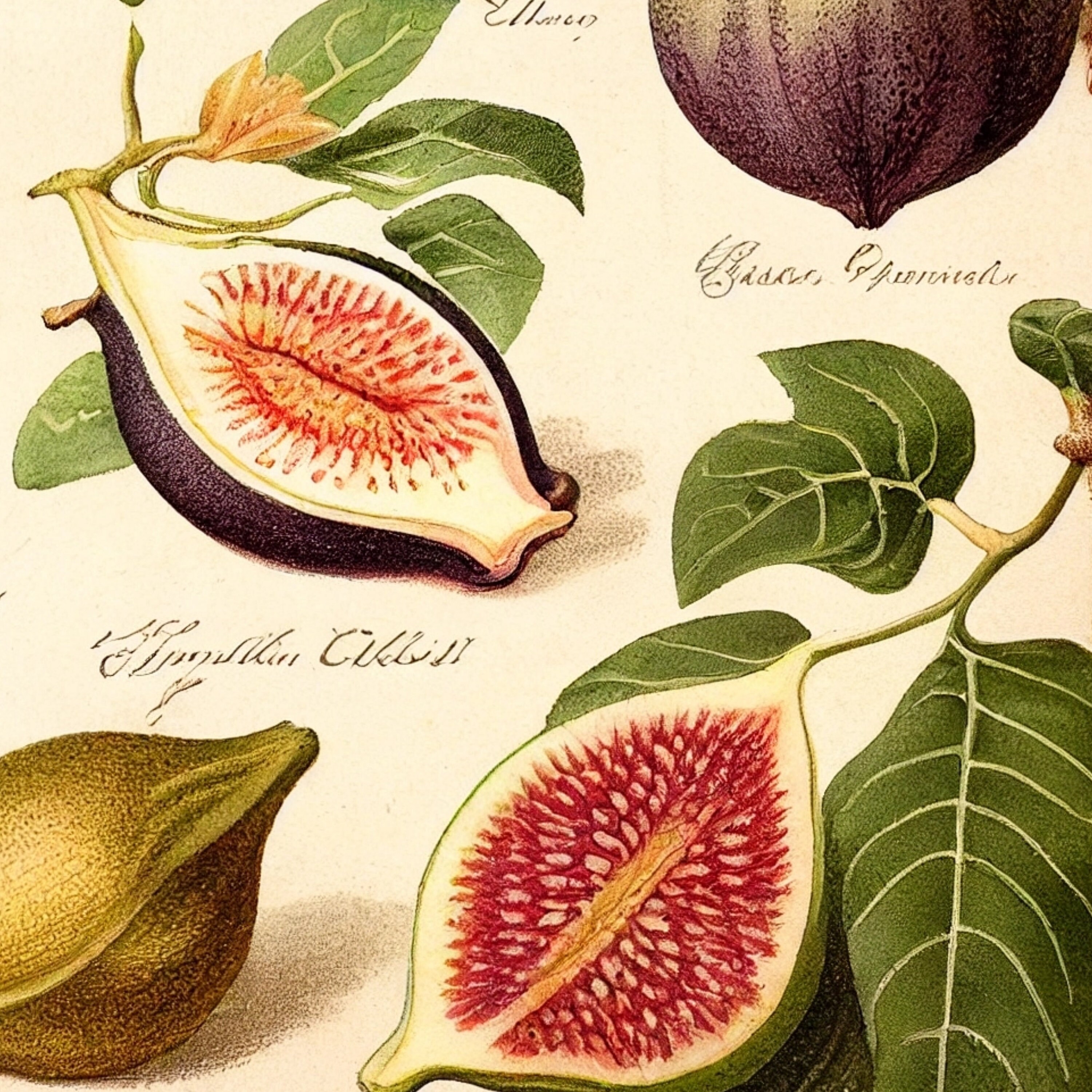 Printable Fig Botanical Varieties, Fruit Art Print, Wall Art Digital ...