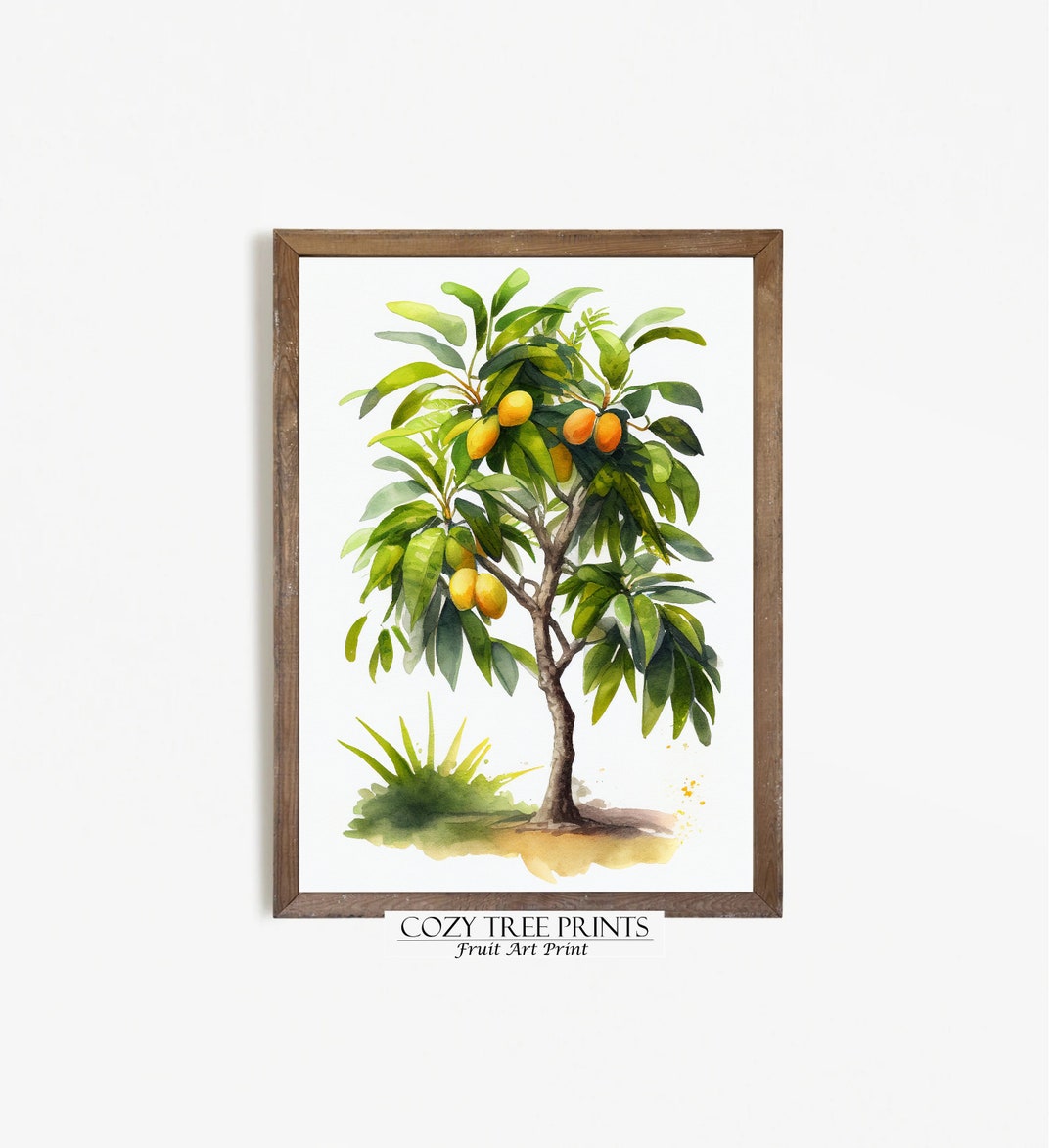 Printable Mango Tree Watercolor, Fruit Art Print, Wall Art Digital ...