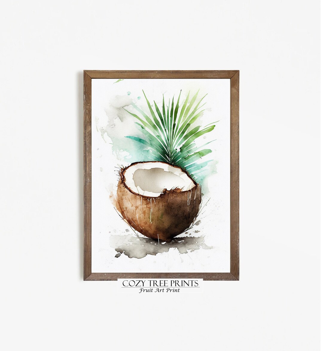 Printable Coconut Watercolor, Fruit Art Print, Wall Art Digital ...