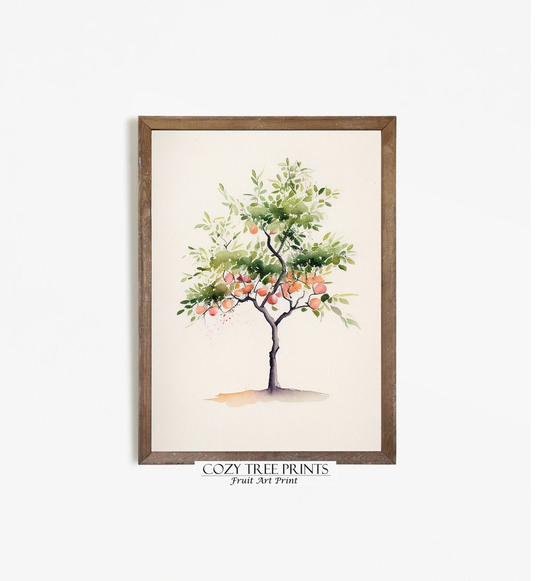 Printable Peach Tree Watercolor, Fruit Art Print, Wall Art Digital ...