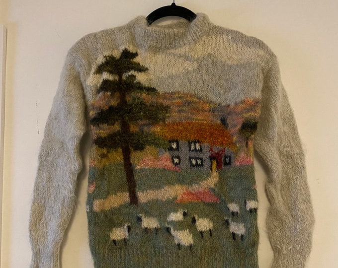 Susie Lee | Vintage Mohair Sweater | 1980s | Country Scene 4 (grey ...