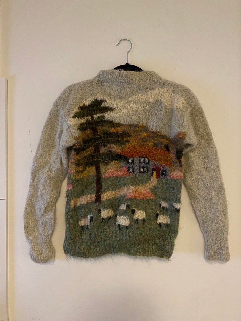 Susie Lee Vintage Mohair Sweater 1980s Country Scene 4 - Etsy
