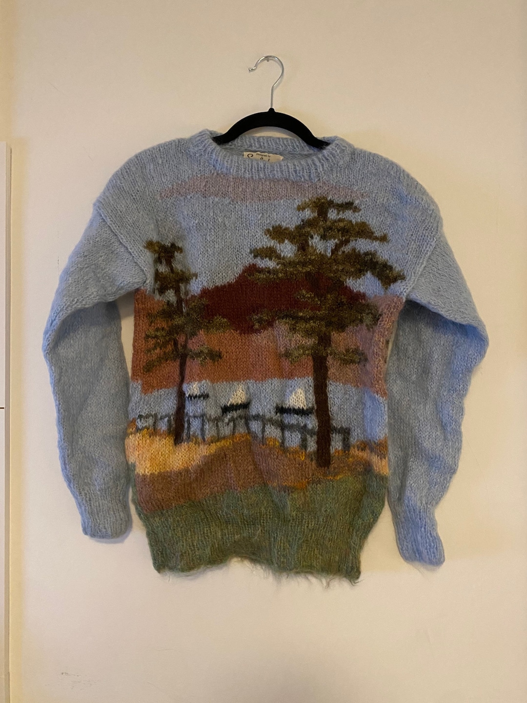 Susie Lee | Vintage Mohair Sweater | 1980s | Boats (blue) | Cottagecore - Etsy