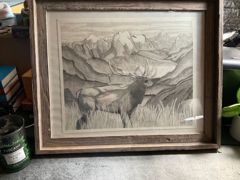 Graphite Pencil Elk Drawing - Etsy