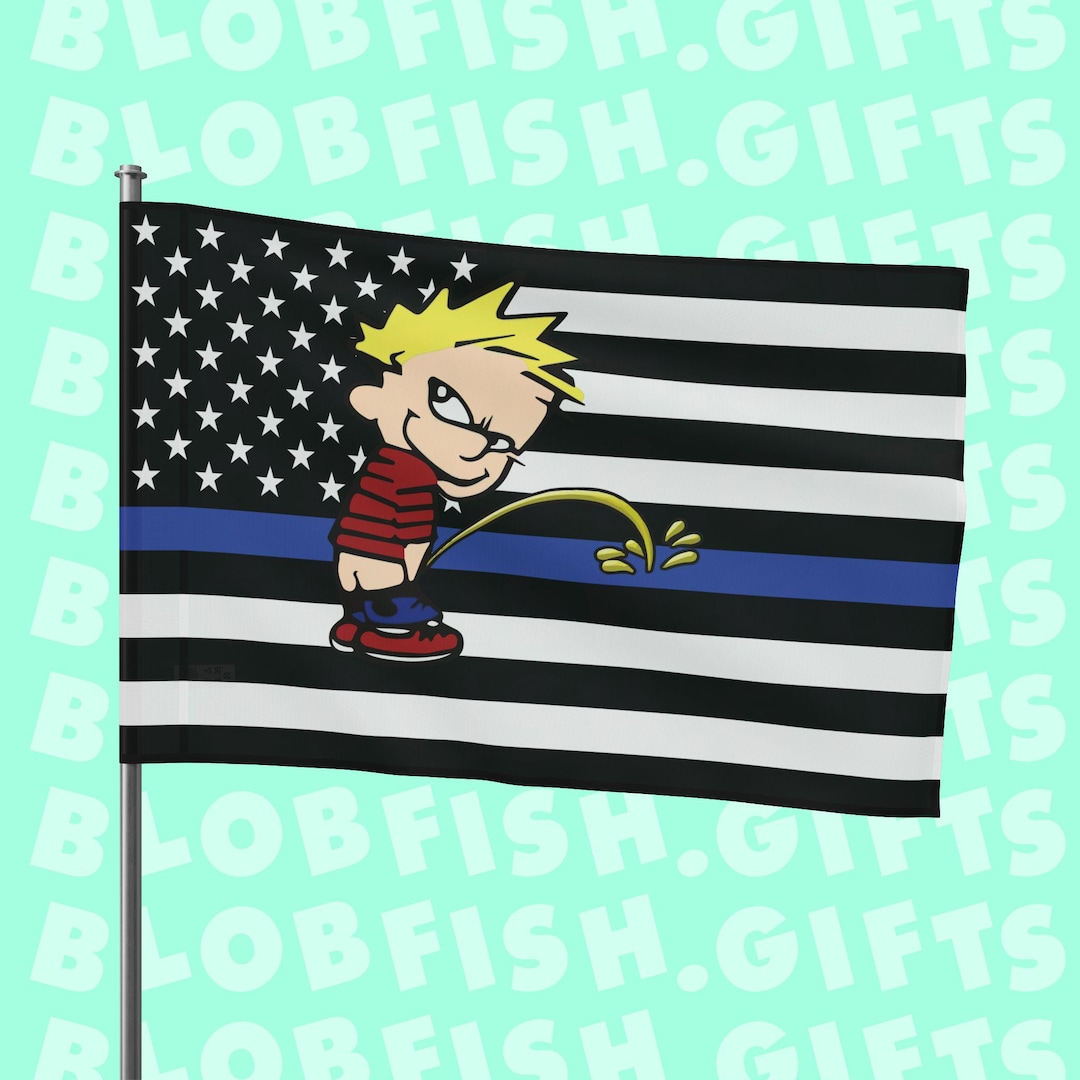 Calvin Peeing on a Thin Blue Line Flags and Banners - Etsy