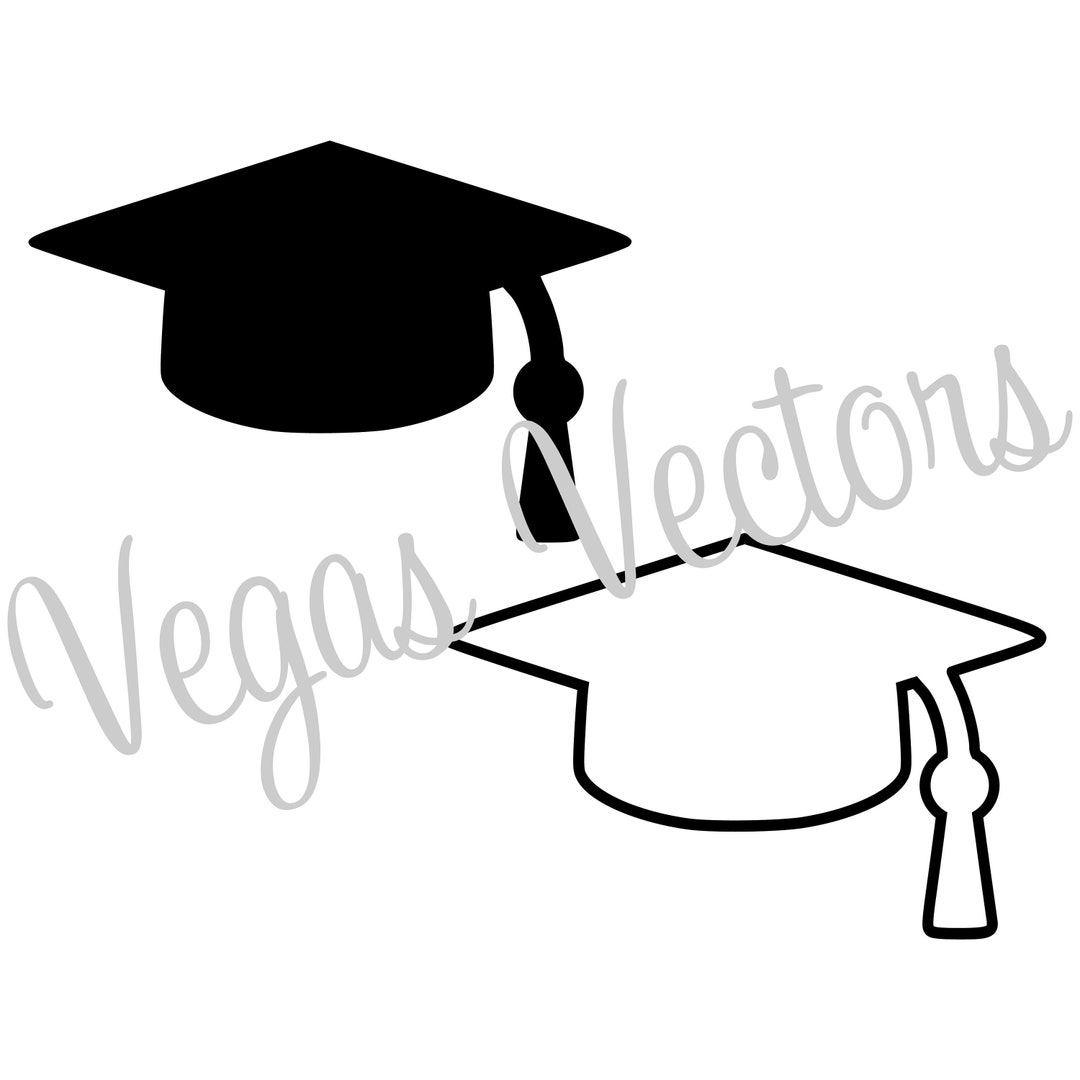 Graduation Cap SVG, PNG, Grad Cap Outline SVG, Instant Download, Cut ...