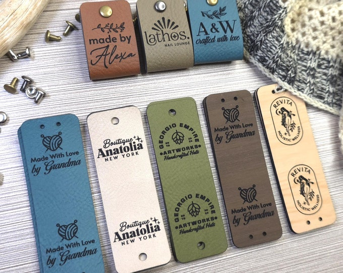 Custom Labels, Center Fold Labels, Faux Leather Labels, Faux Leather ...