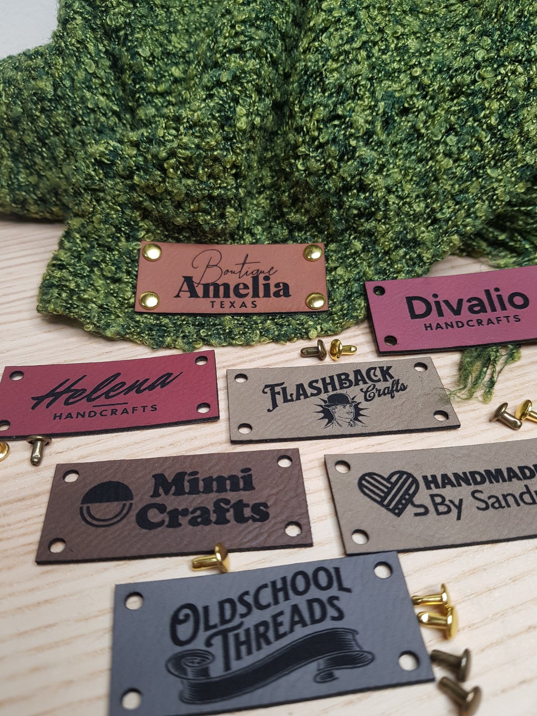Customized 2.25 X 1 in Faux Leather Product Tags, SEW-ON Personalized ...