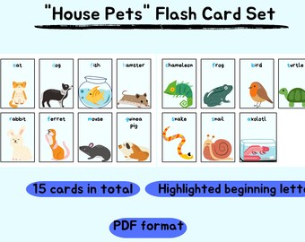 House Pets Flash Card Set Version Two - Etsy