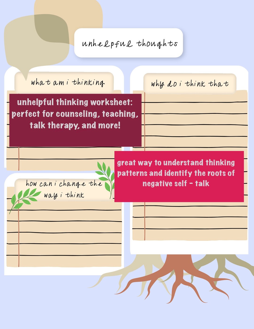 Unhelpful Thoughts Worksheet - Etsy