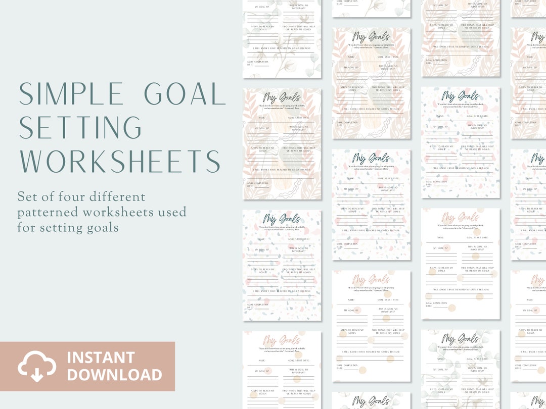 Set of Four Different Styles of Goal Setting Worksheets, Achieve ...