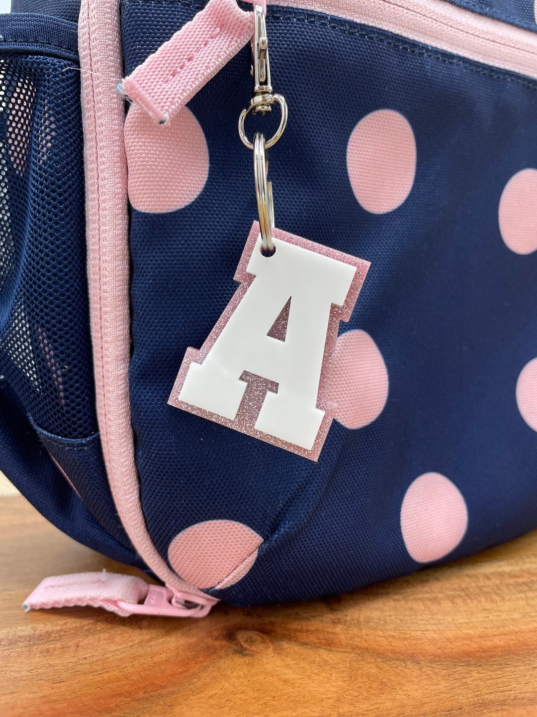 Chunky Varsity Initial Name Keychain | Key Tag | Gift | Name Tag ...