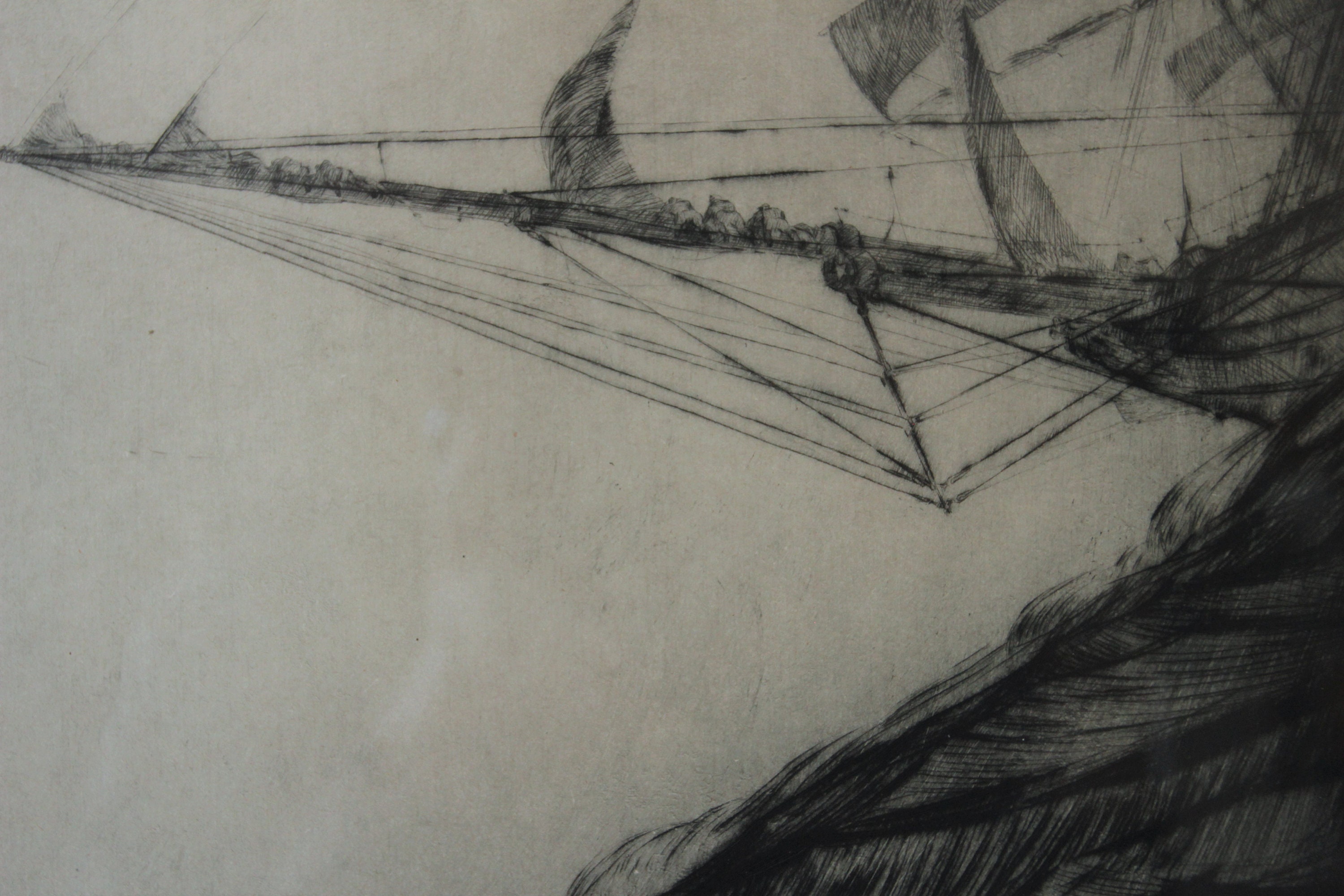 Signed Original John Stoll Etching of a Ship on a Stormy Sea - Listed ...