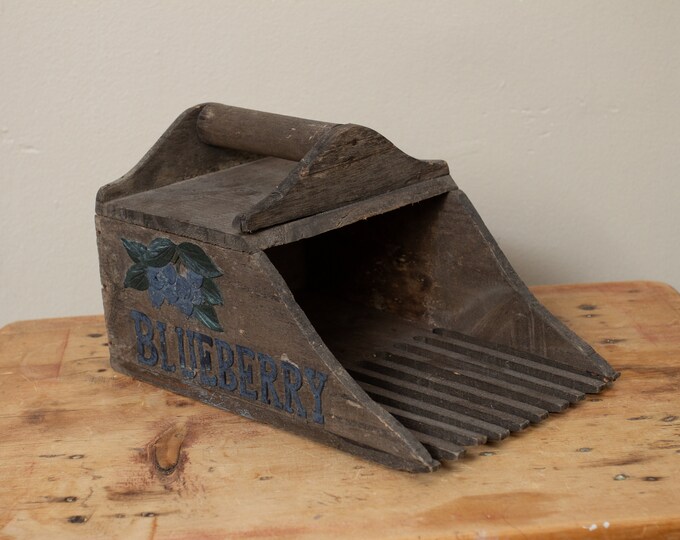 Vintage Rustic Wooden Blueberry Picker Scoop W/ Hand-carved & Painted ...