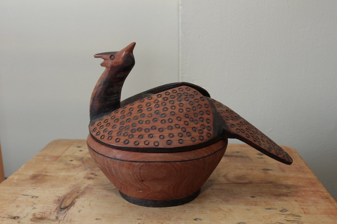 Lozi, Zambia Zoomorphic Wood Carved Bird Lidded Bowl / Container ...