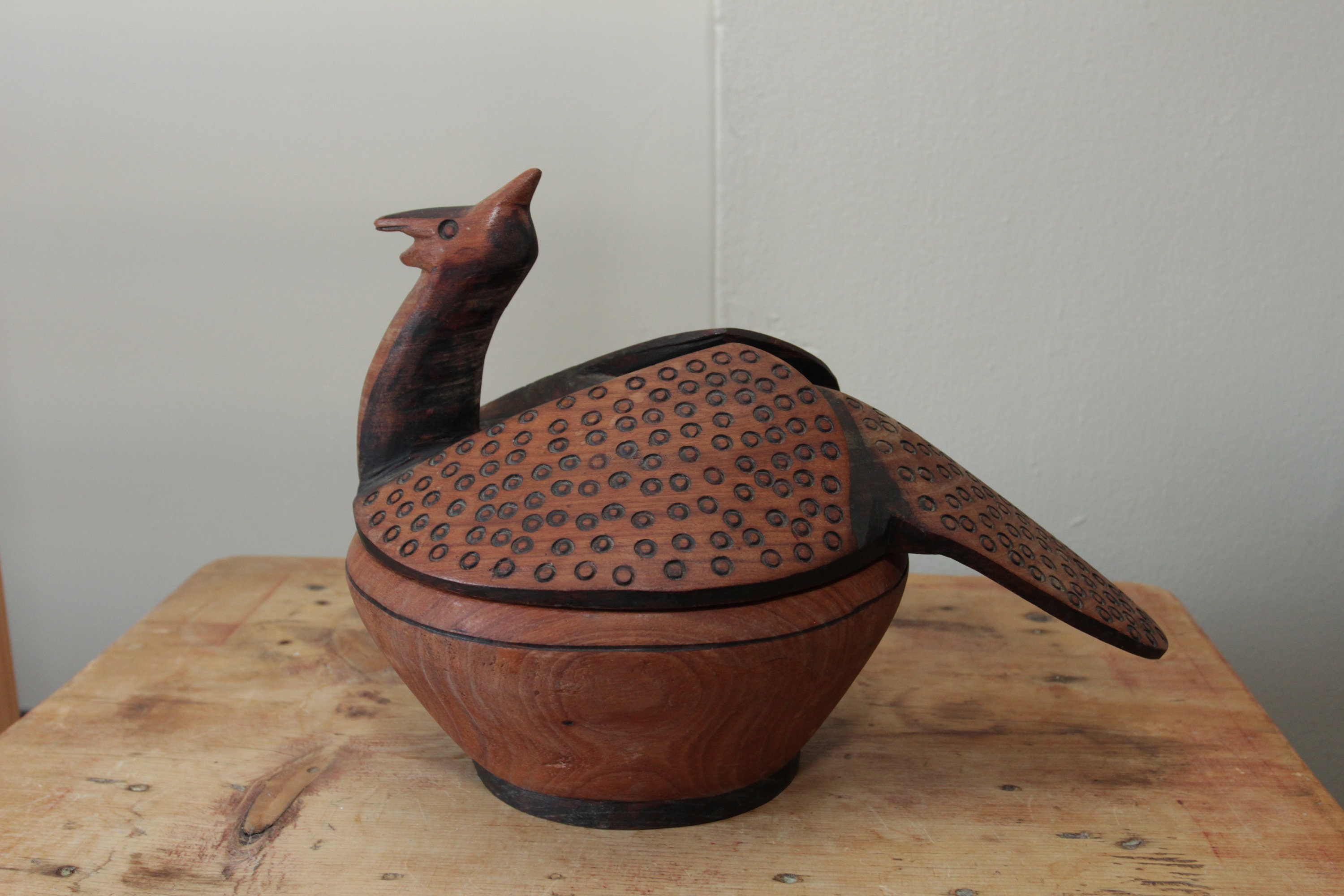 Lozi, Zambia Zoomorphic Wood Carved Bird Lidded Bowl / Container ...