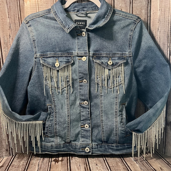 Denim Jacket With Rhinestones - Etsy