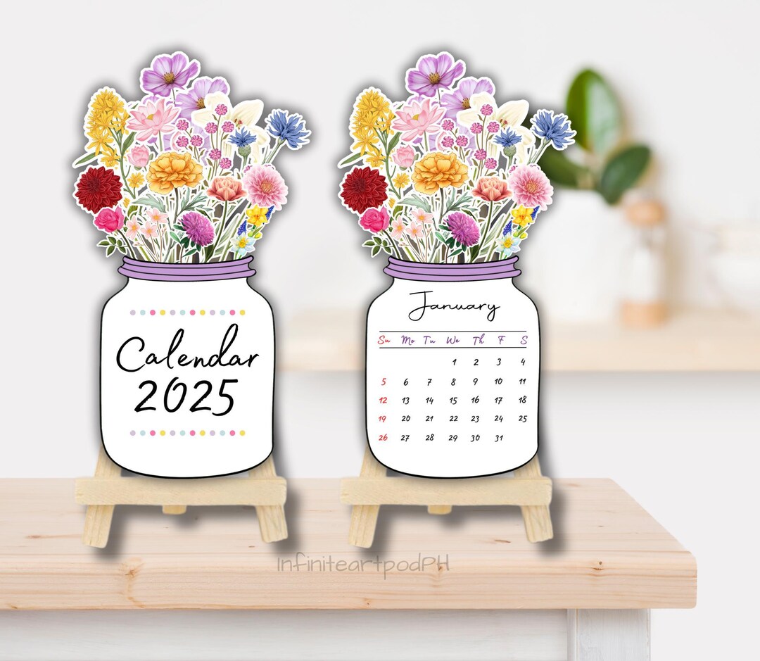 Floral Calendar 2025 Flower Calendar Desk Calendar Calendar 2025 ...