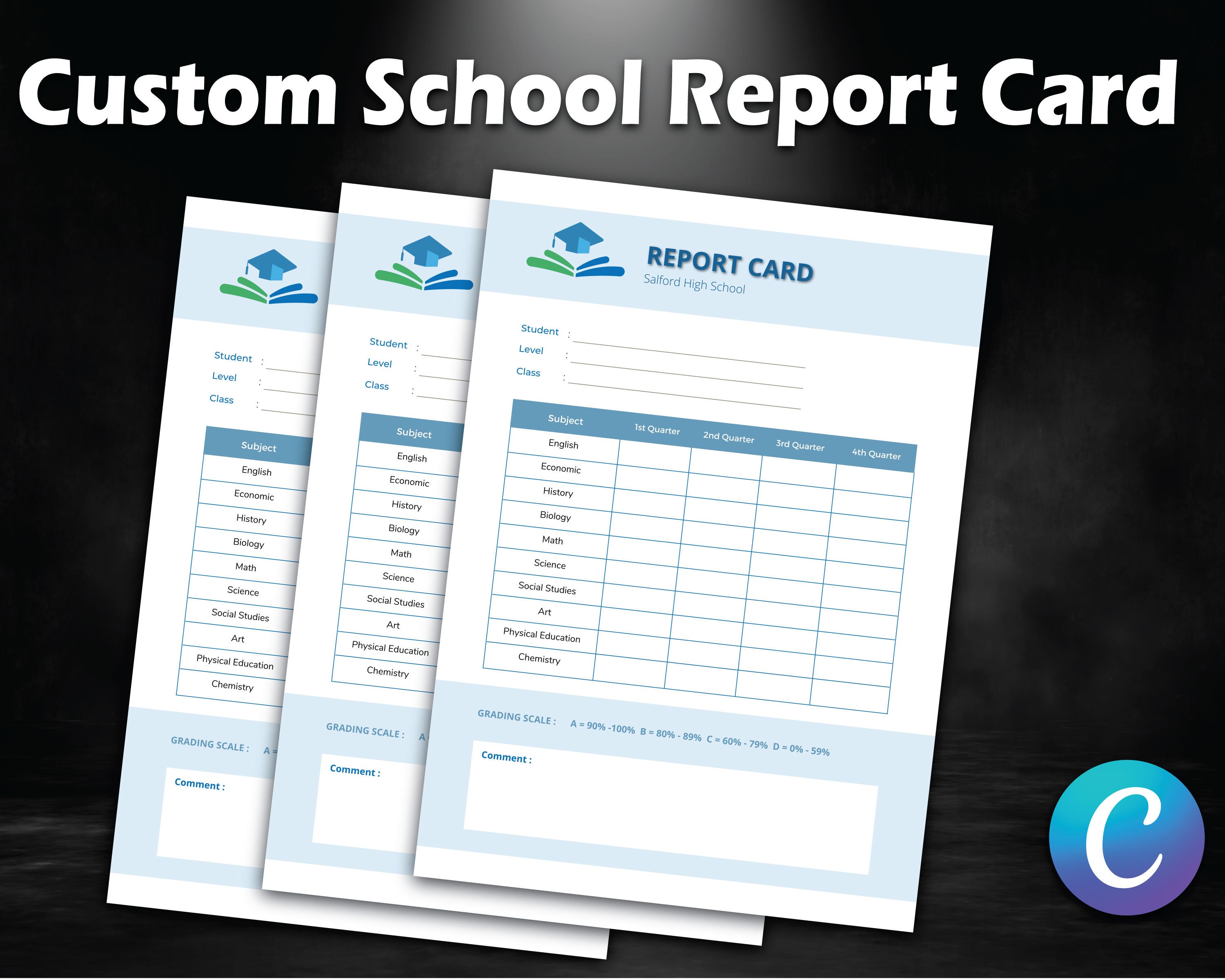 Personalized Homeschool Report Card Editable Grade Tracker Celebrate ...