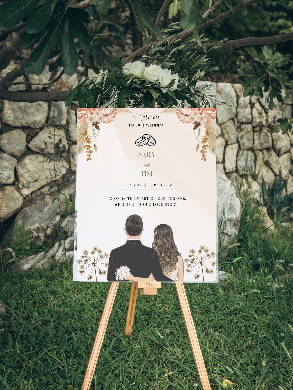 Personalized Wedding Welcome Sign, Digital Welcome Sign, Subtle Design ...